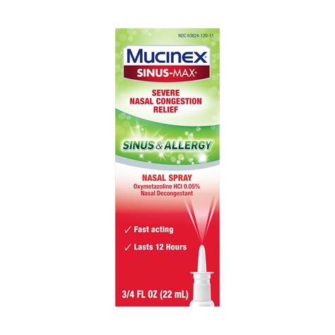 Buy Mucinex Sinus Max Oxymetazoline Nasal Spray Decongestant12 Hour Over The Counter Medication
