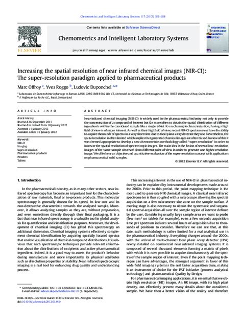 Pdf Increasing The Spatial Resolution Of Near Infrared Chemical