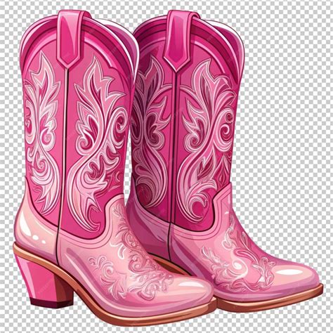 Beautiful Pink Cow Girl Boots Clipart Illustration Premium Ai