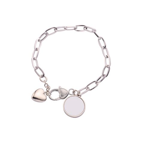 Sublimation Blank Heart Pendant Chain Bracelet Sp Sublimation