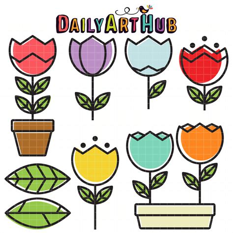 Tulip Doodles Clip Art Set Daily Art Hub Graphics Alphabets And Svg