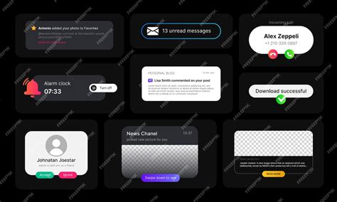 Notificações De Mensagens Recebidas Grande Conjunto De Ilustrações Conceito De Interface Do