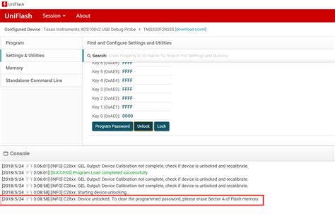Tms320f28035 Uniflash Verify Function With Password C2000 Microcontrollers Forum C2000™︎