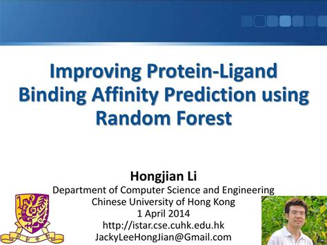 Ppt Improving Protein Ligand Binding Affinity Prediction Using Random Forest Powerpoint