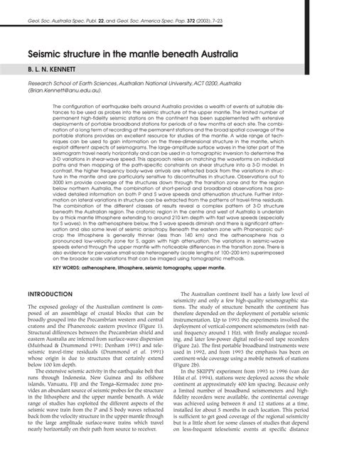 Pdf Seismic Structure In The Mantle Beneath Australia