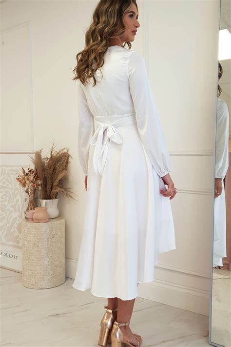 Nicola Satin Tie Front Midi Dress White