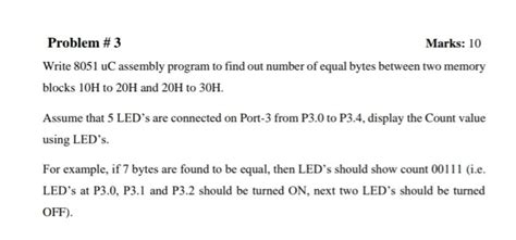 Solved Problem 3 Marks 10 Write 8051 Uc Assembly Program