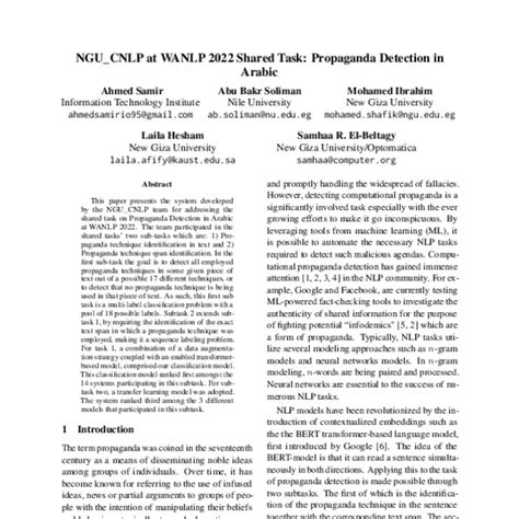 Ngu Cnlp Atwanlp 2022 Shared Task Propaganda Detection In Arabic Acl Anthology