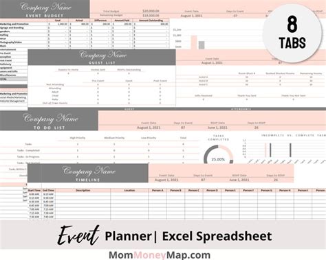 Event Planner Excel Spreadsheet Bundle With A Budget Guest Etsy