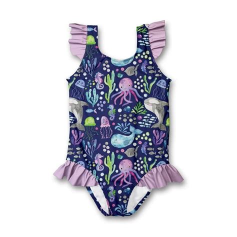 Millie Loves Lily Female Navy Sea Octopus Ruffle Accent Swimsuit One