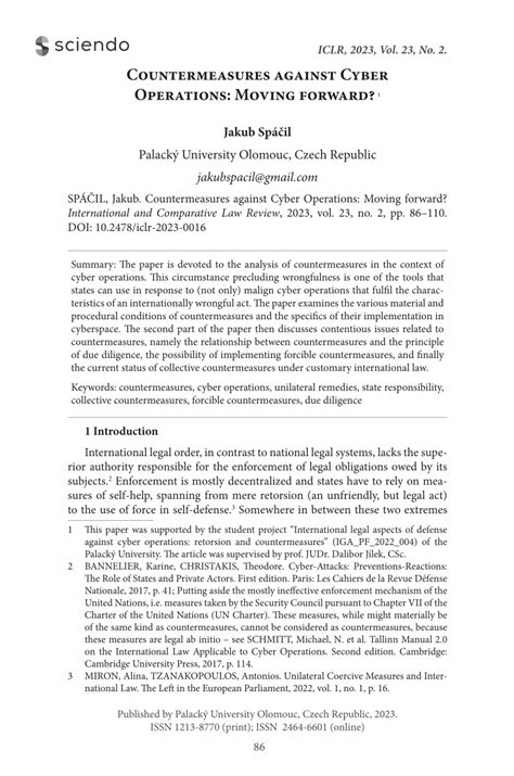 Pdf Countermeasures Against Cyber Operations Moving Forward