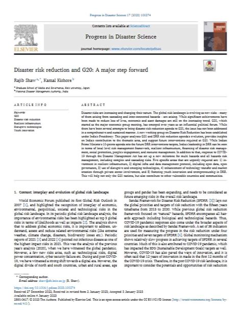Disaster Risk Reduction And G20 A Major Step Forward Preventionweb