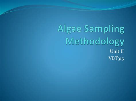 Sampling Methodology Of Micro And Macro Algae PPT