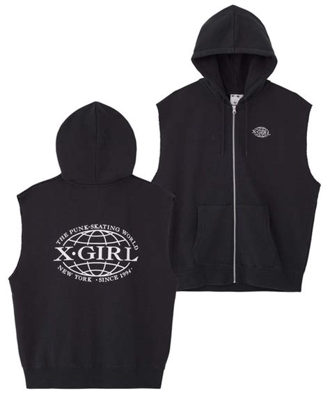 X Girl World Logo Zip Up Sweat Vest（パーカー）｜x Girl（エックスガール）のファッション通販