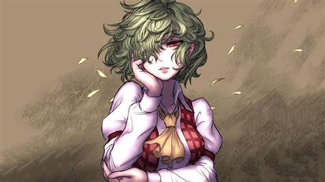 Touhou Red Eyes Kazami Yuuka Anime Green Hair Hd Wallpaper Rare