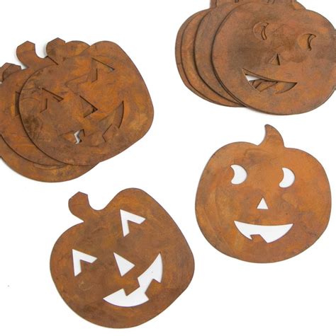 Rusty Tin Jack O Lantern Cutouts Fall And Halloween Primitive Decor