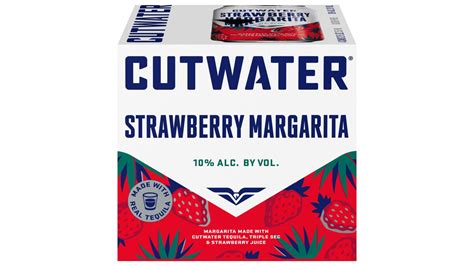 Cutwater Spirits Strawberry Margarita Cocktail Cans 12 Fl Oz X 4 Ct