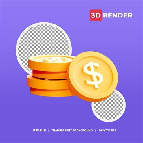 투명 한 배경 가진 3d 달러 동전 아이콘 프리미엄 Psd 파일 아이콘 3d 캐릭터 배경