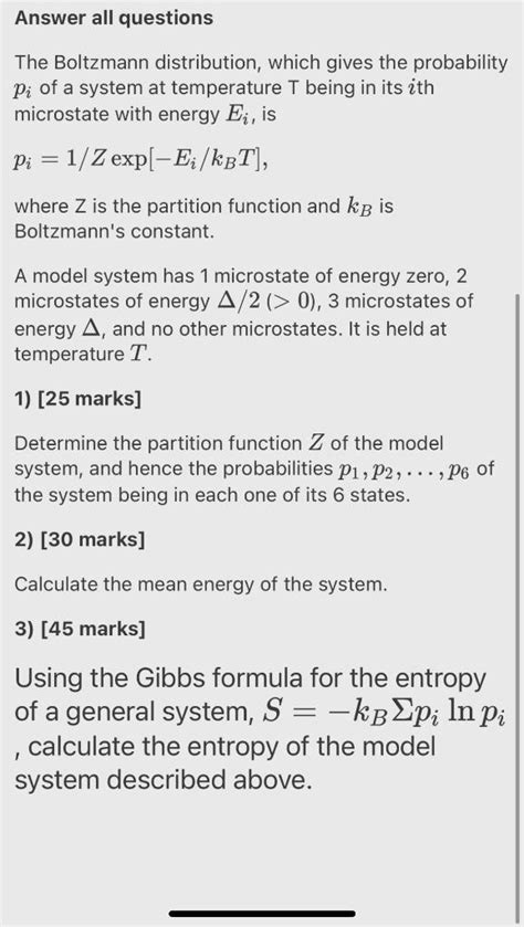 Solved Answer All Questions The Boltzmann Distribution Chegg