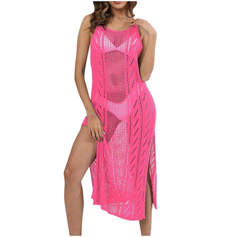 Deholifer Womens Crochet Cover Up Sleeveless Swimsuit Coverup Hollow
