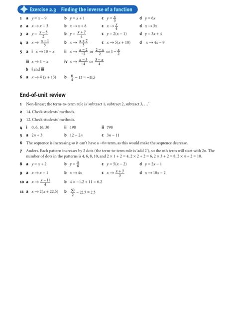 Math Unit 2 Workbook Answer Key Pdf Mathematics Mathematical Analysis