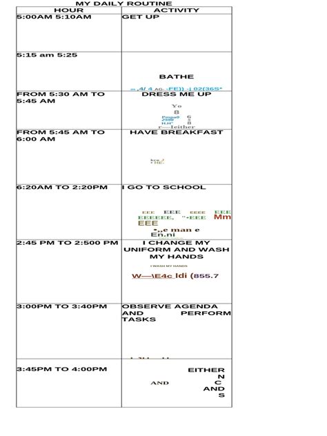 Example Of Daily Routine Pdf