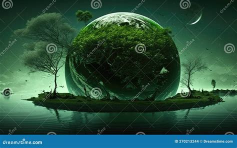 Green Planet Earth Generative Ai Stock Illustration Illustration Of
