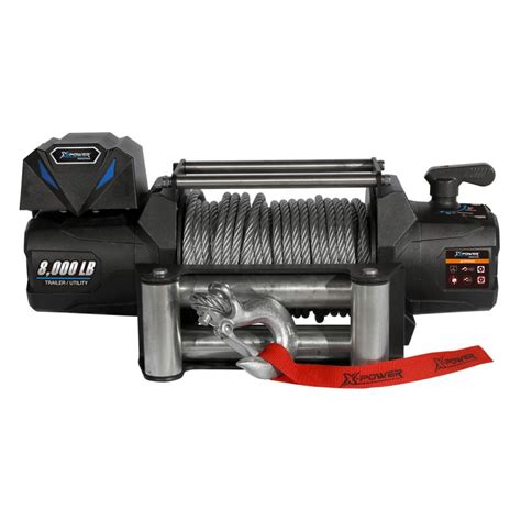 X Power 8000 Elektrisk Vinsj 3636 Kg 12v Integrert Med Wire Ø10mm X 25m El Vinsj 12v