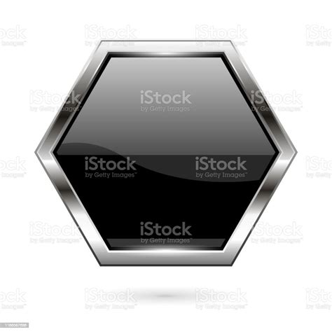 黑色玻璃按鈕3d 閃亮的六邊形圖示向量圖形及更多互聯網圖片 互聯網 六角形 剪裁圖 Istock
