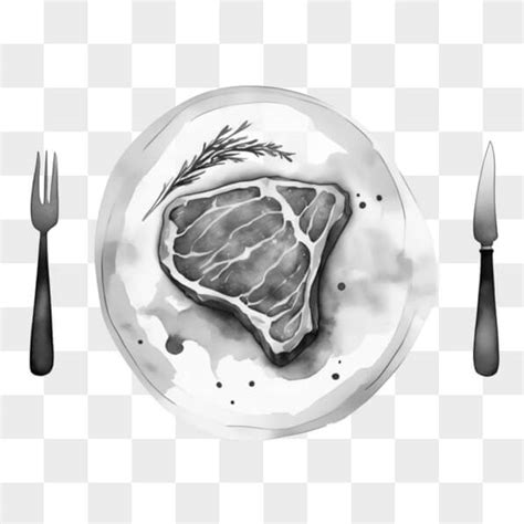 Download Artistic Steak Presentation With Rosemary And Herbs Sketches