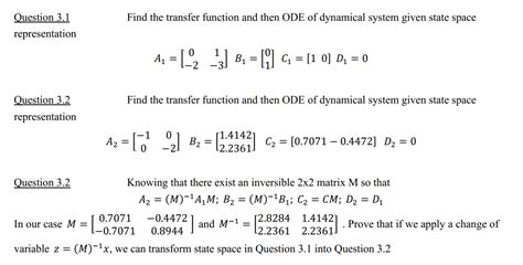 solved find the transfer function and then ode of dynamical