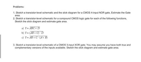 Solved Area Problems Sketch A Transistor Level Chegg