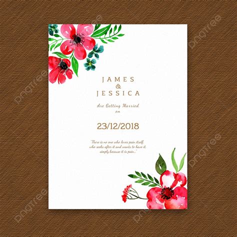 수채화 꽃 청첩장 편지지 템플릿 Psd 다운로드 디자인 자료 다운로드