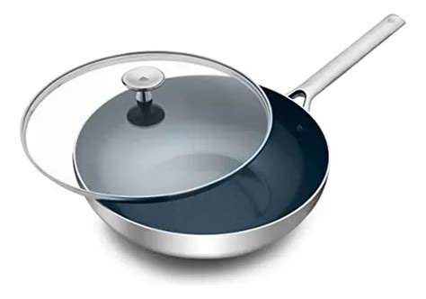 Sartén Wok De Acero Inoxidable Con Tapa Antiadherente Cerám Envío Gratis