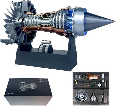125 Simulation Aircraft Turbojet Engine Rotatable Model11in28cm 3d