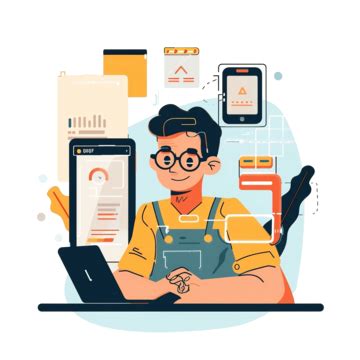 Flat Of React Native Programmer Concept React Native Javascript PNG