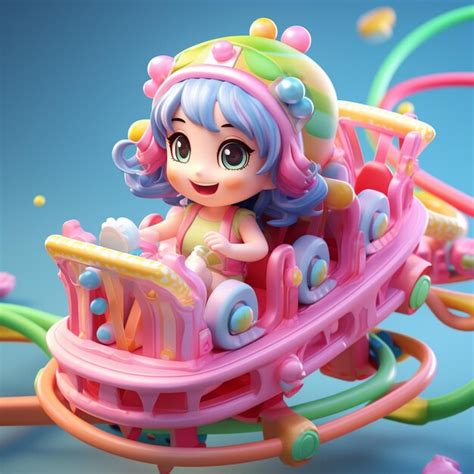 There Is A Small Toy Girl Riding A Toy Train With Lots Of Balloons