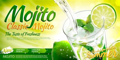 Premium Vector Refreshing Mojito Banner Ads With Sliced Fruit And Ice