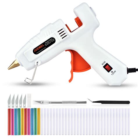 Hot Glue Gun JUEMEL Glue Gun 80W 120W Dual Power With 30Pcs 11mm