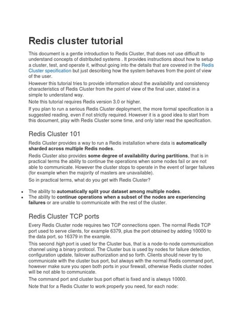 Redis Cluster Tutorial 1 Pdf Port Computer Networking Computer