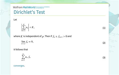 Dirichlets Test From Wolfram Mathworld