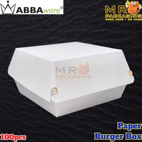 Paper Burger Box 50pcs± Big Tree Abbaware Disposable Paper Food Box Kertas Kotak Burger