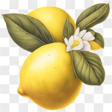 Baixe Desenho Artístico de Limões Flores e Folhas PNGs Creative