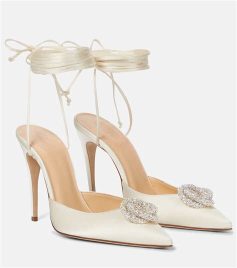 Crystal Embellished Satin Pumps In White Magda Butrym Mytheresa