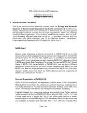 Biology Of SARS CoV Pdf BIO A Microbiology And Parasitology Laboratory Exercise A Biology