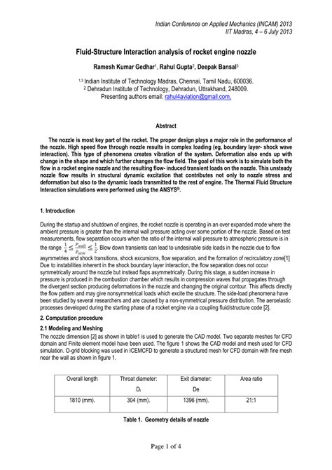 Pdf Fluid Structure Interaction Analysis Of Rocket Engine Nozzle