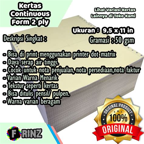 Jual Kertas Continuous Form Ply Dan Ply PRS X Kertas Komputer Gsm Shopee Indonesia