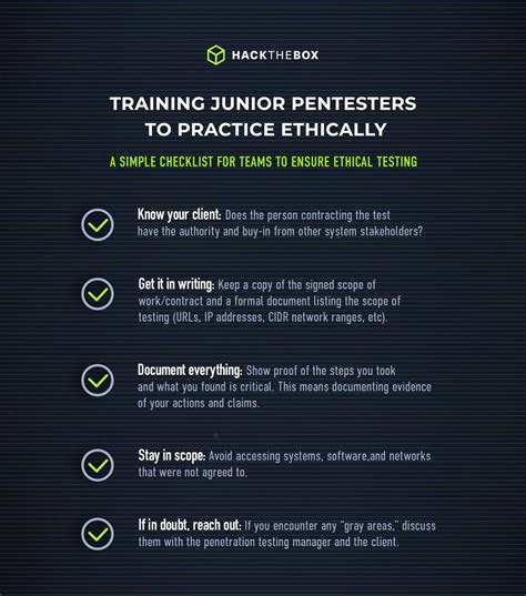 ethics of ethical hacking a pentesting team s guide and checklist