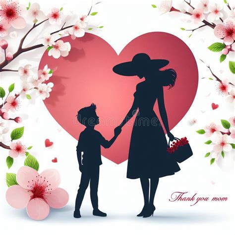 Happy Mothers Day Thank You Mom I Love You Mom Stock Illustration