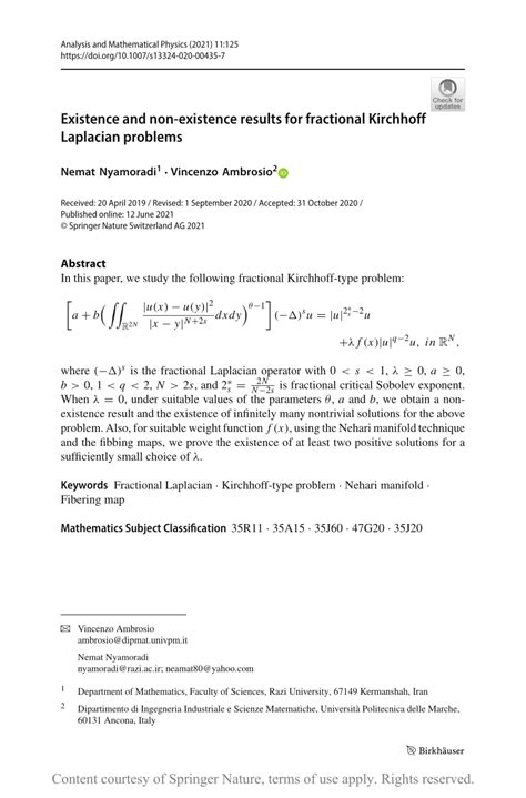 Existence And Non Existence Results For Fractional Kirchhoff Laplacian